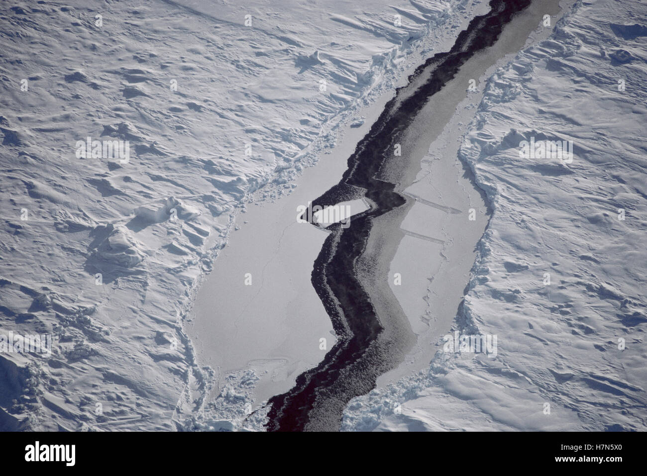 Aerial view of lead in pack ice, Arctic Ocean, North Pole, Arctic Stock ...