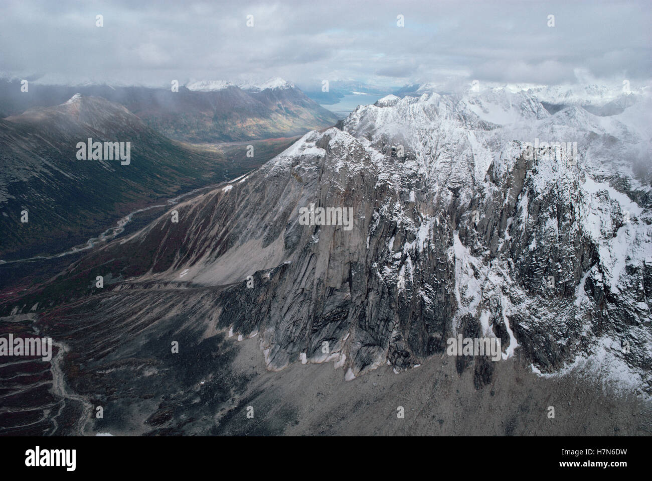 Snow-capped peaks and glacial valley, Alaska Stock Photo - Alamy
