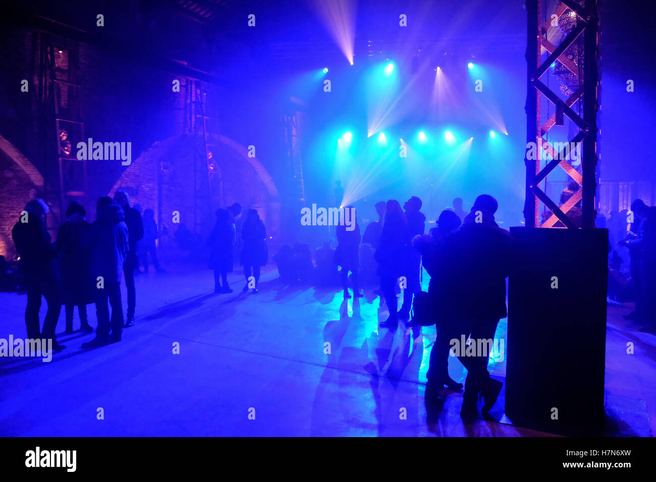 Venice, carnival 2015, performaces and fireworks in the Arsenal Stock ...