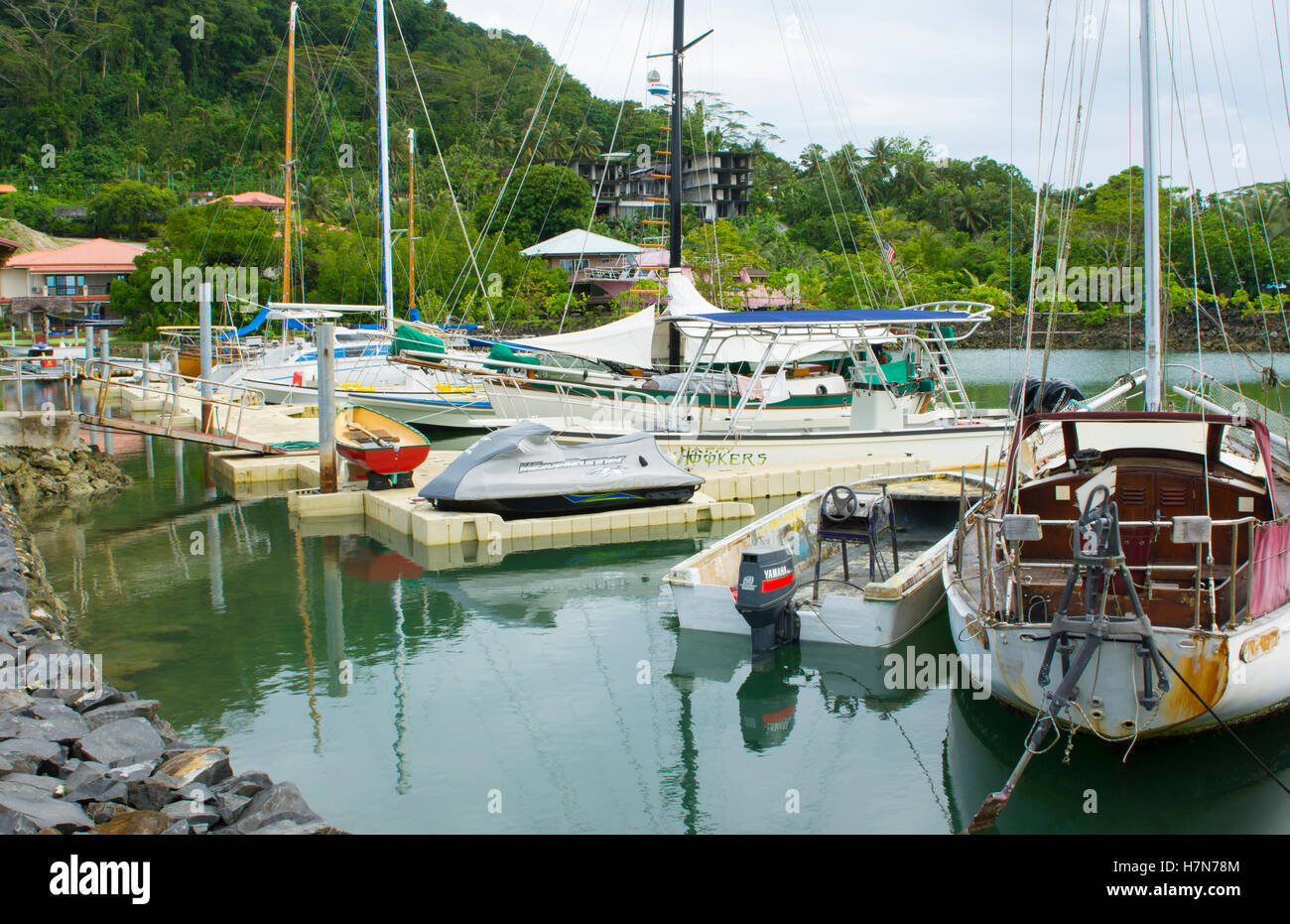 Pohnpei Micronesia harbor with boats on water at marina Stock Photo - Alamy