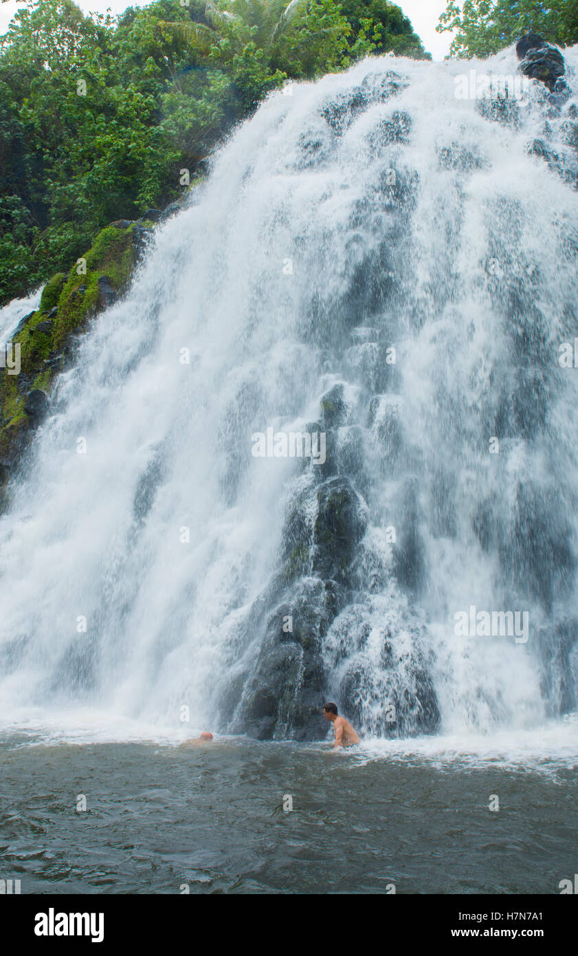 Pohnpei Micronesia Kepirohi Waterfalll in forest with water flow with ...