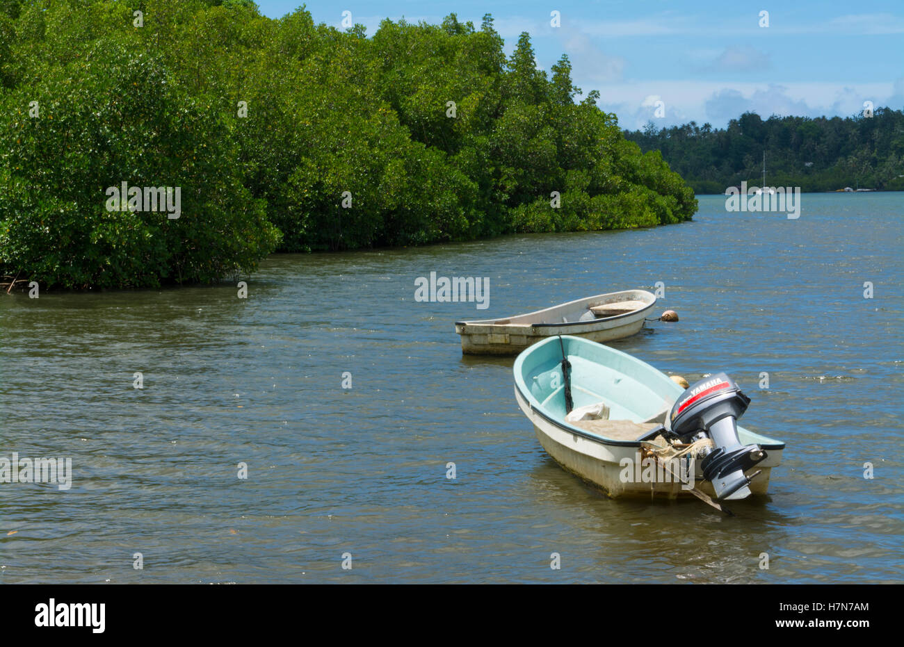 Pohnpei Micronesia boats on water at local homes used for fishing Stock ...