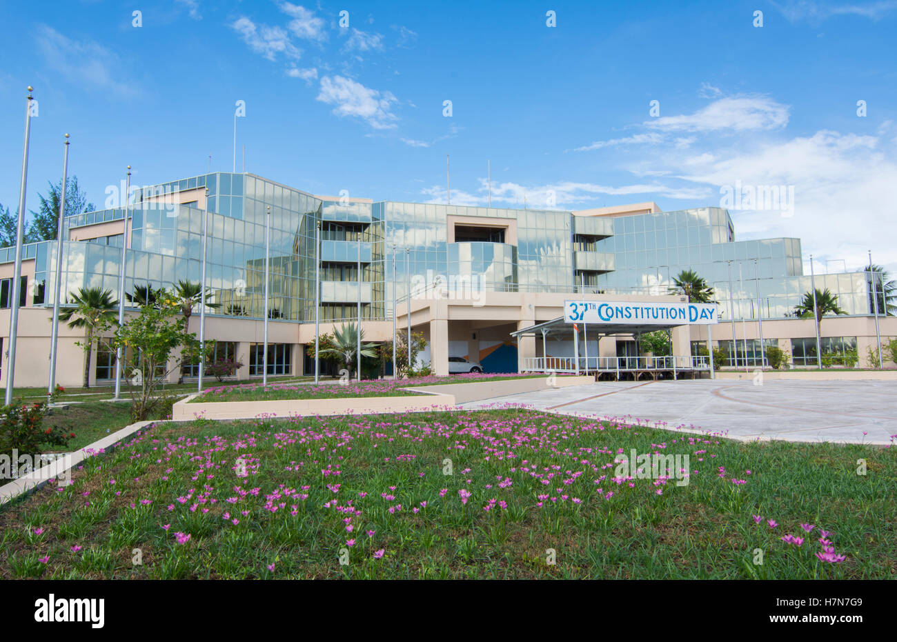 Majuro Marshall Islands main capital Government Building with modern ...