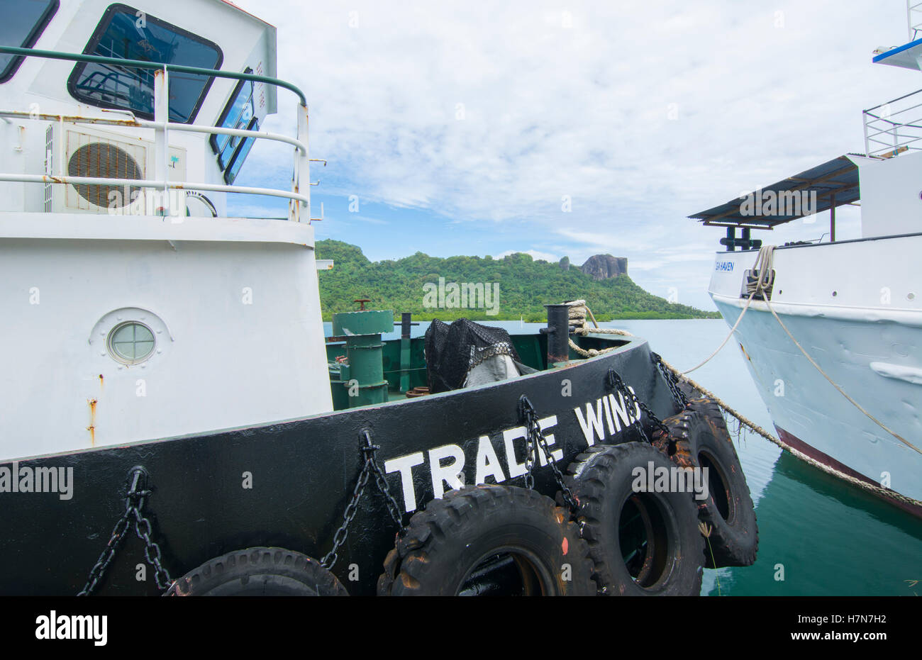 Pohnpei Micronesia old marina with old large fishing boats Stock Photo ...