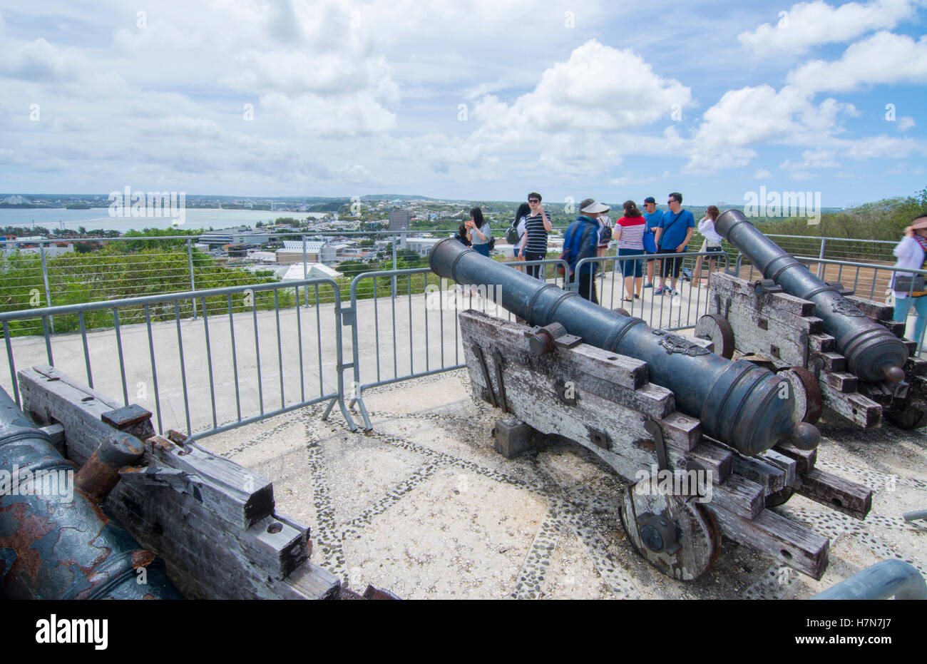 Guam USA Territory Japanese cannons at Fort Santa Aqueda on hill ...