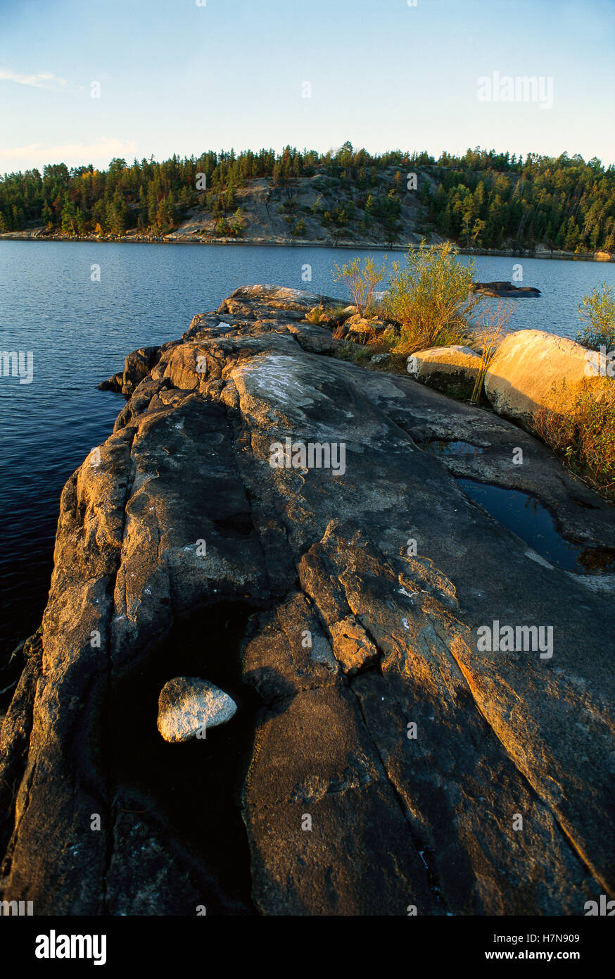 Granite outcropping in Boundary Waters Canoe Area Wilderness ...
