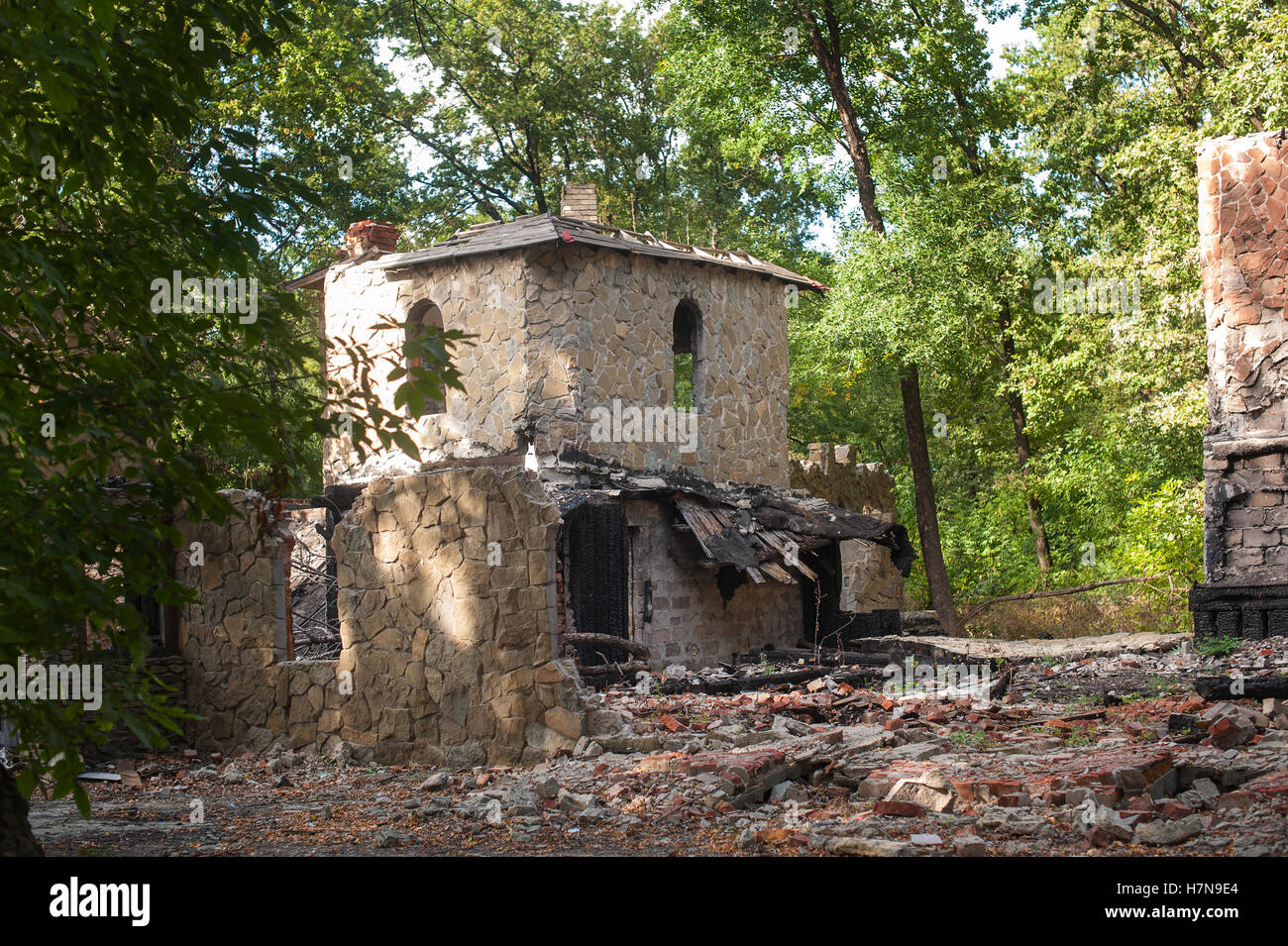 Stone ruins in a forest, abandoned ancient castle Stock Photo - Alamy
