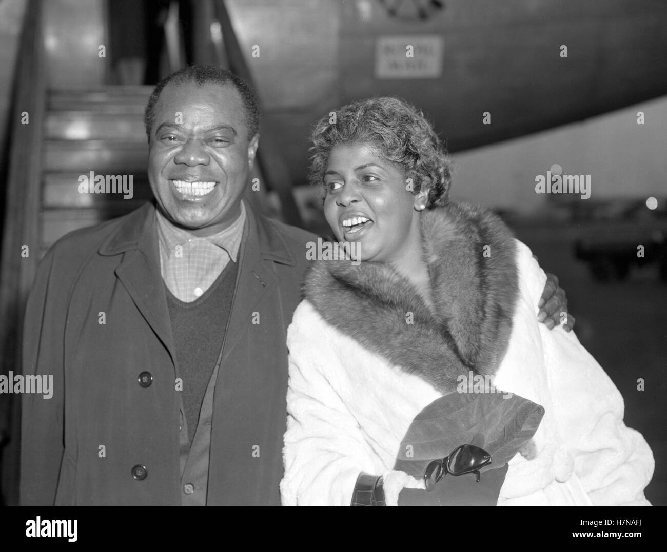 Veteran jazz artist Louis Armstrong arrived at London Airport from ...