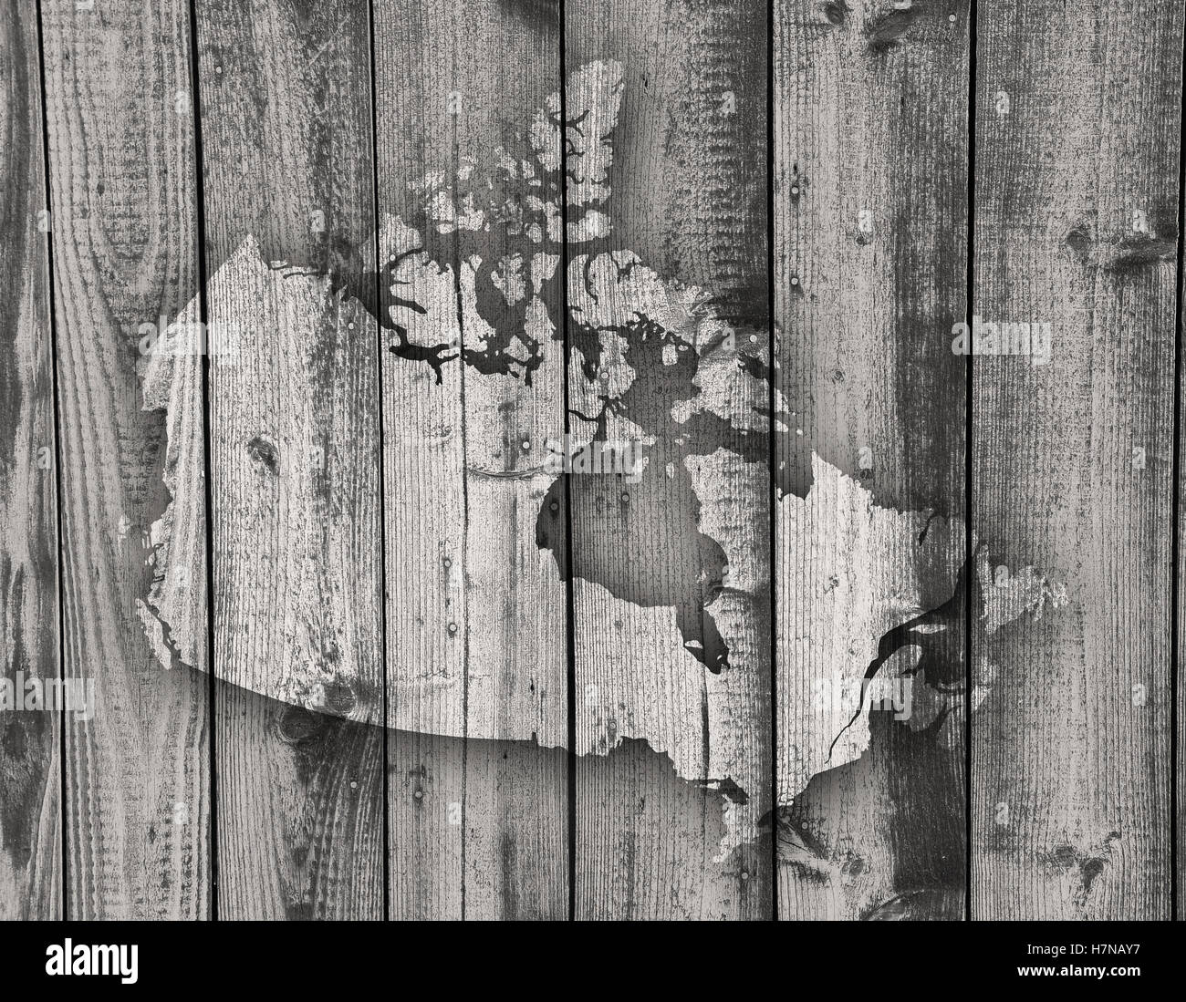 Map of Canada on weathered wood Stock Photo - Alamy