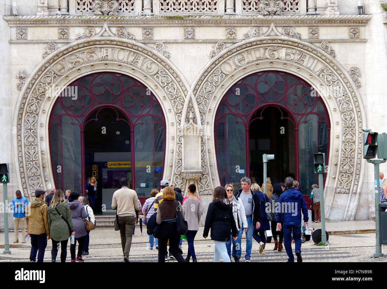 Lisbon, Portugal, Facade of Rossio railway station Stock Photo - Alamy
