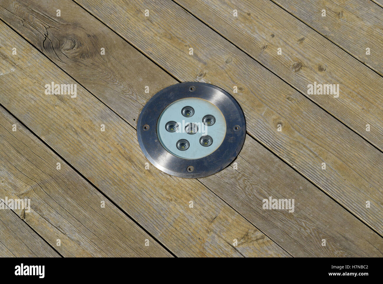 LED outdoor light for illumination, built-in wooden floor Stock Photo ...
