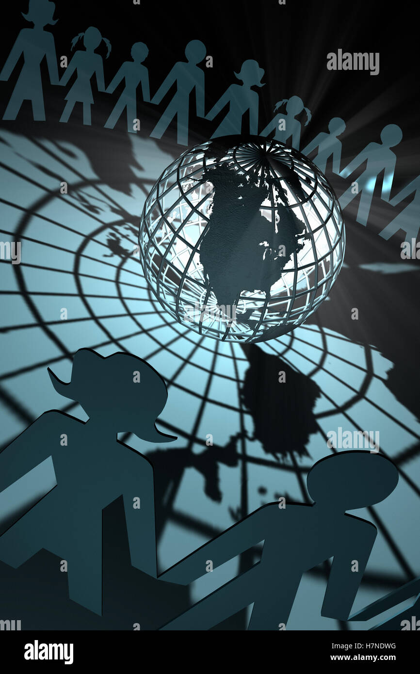 paper cut out figures in a circle Stock Photo - Alamy