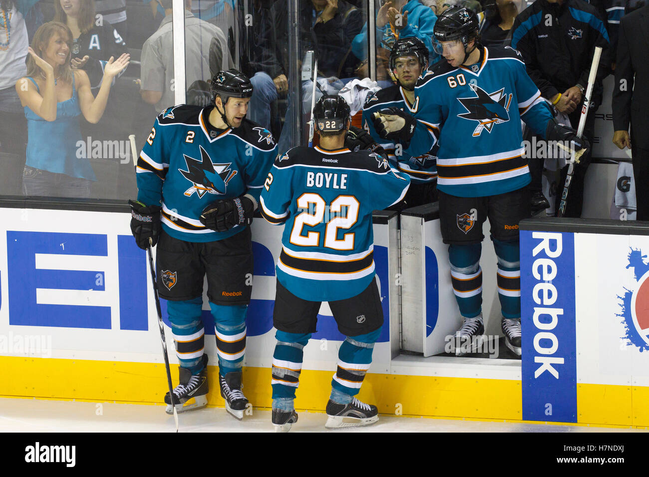 Sep 29, 2011; San Jose, CA, USA; San Jose Sharks defenseman Dan Boyle ...