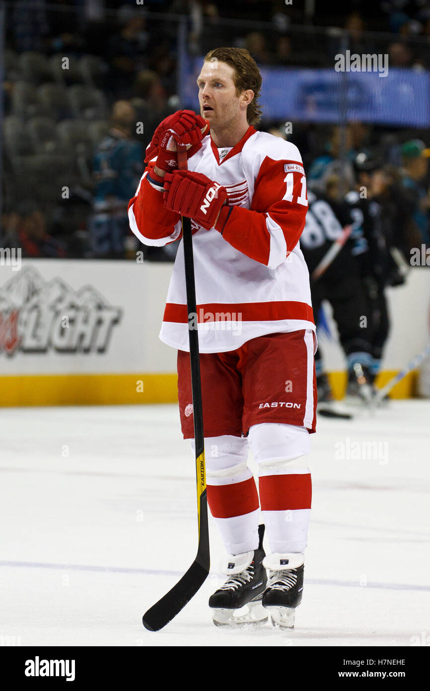 Nov 17, 2011; San Jose, CA, USA; Detroit Red Wings right wing Daniel ...