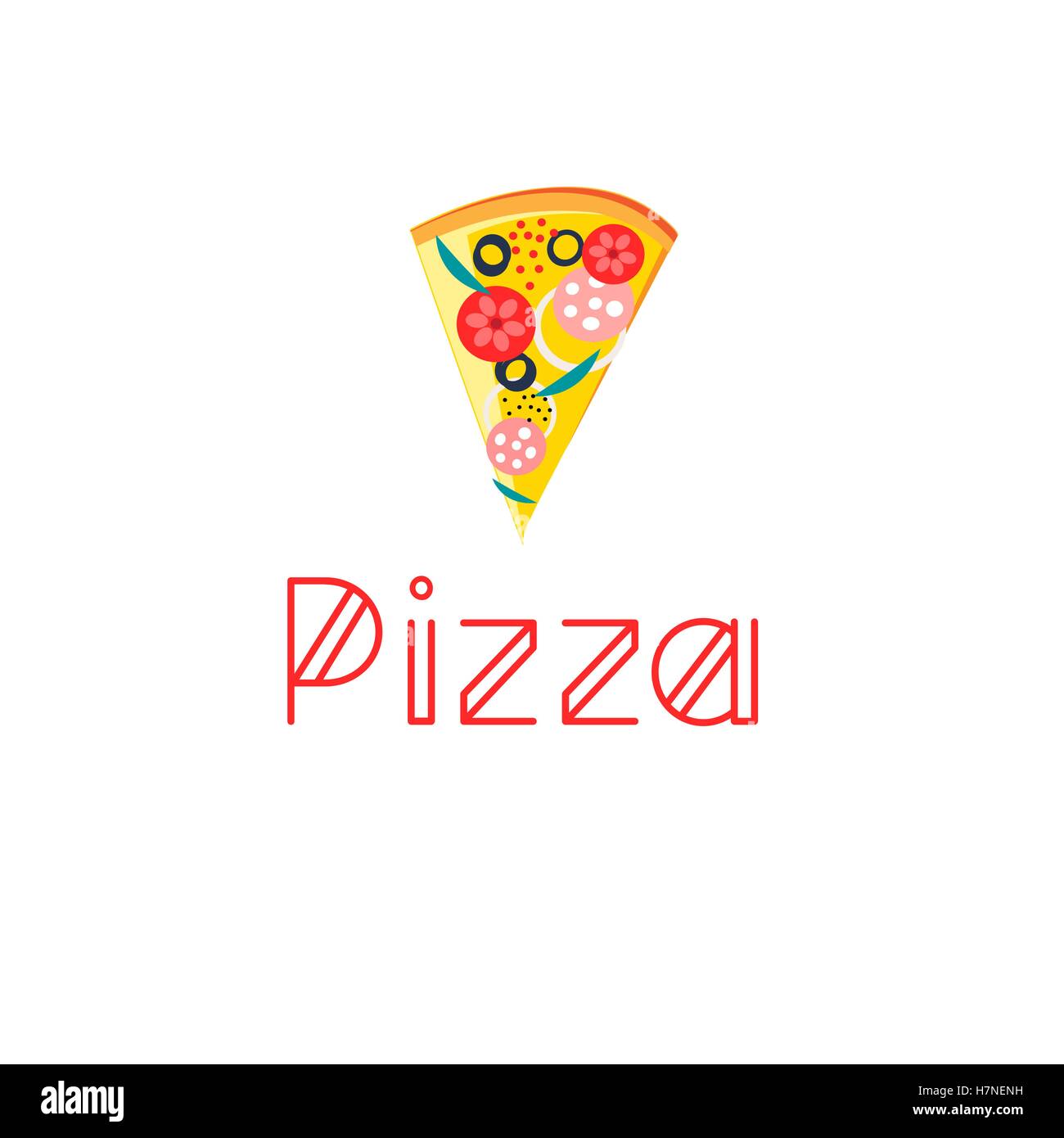 Symbol of delicious slice of pizza on a white background Stock Vector ...