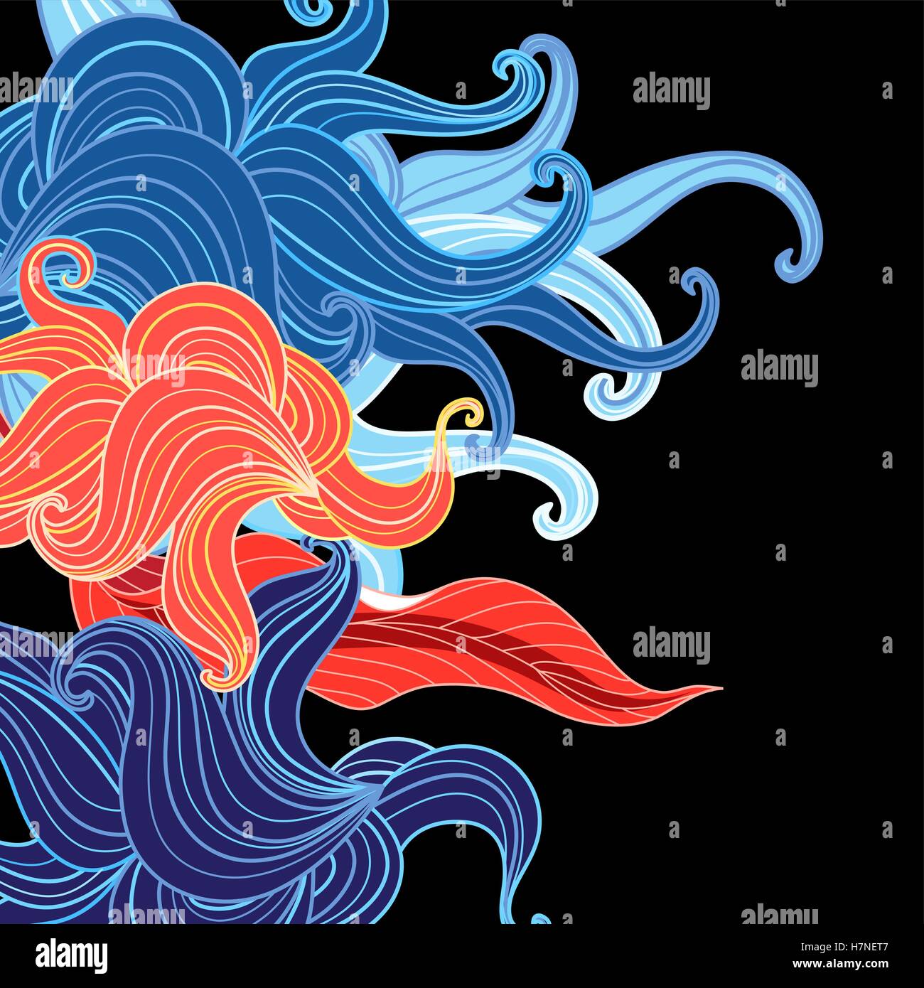 Abstract bright colorful wavy pattern outline elements Stock Vector ...