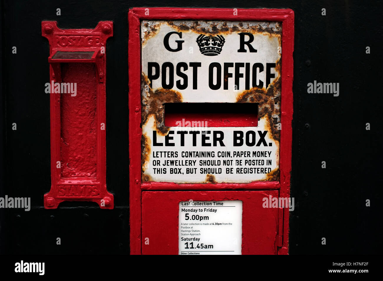 An Georgian letter box is seen in High Street, Hastings, Britain ...