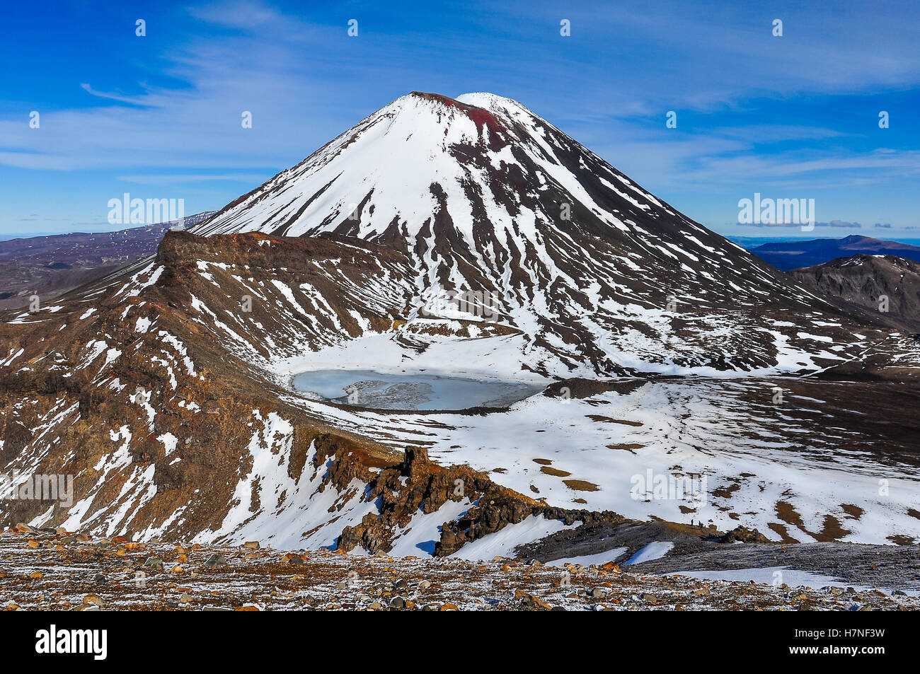Mount Doom and the South Crater in the winter Tongariro Alpine Crossing ...