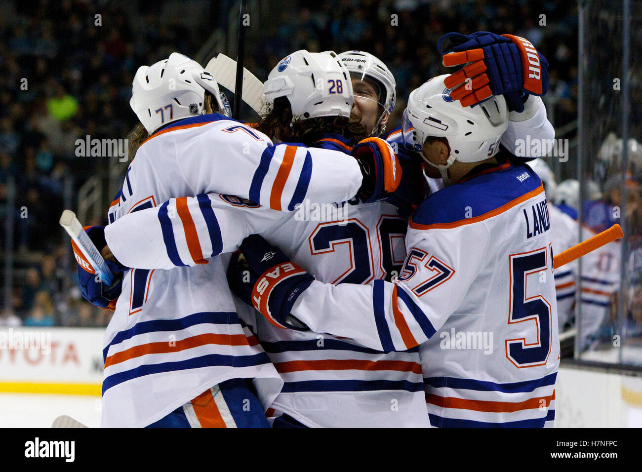 Dec 17, 2011; San Jose, CA, USA; Edmonton Oilers right wing Ryan Jones ...