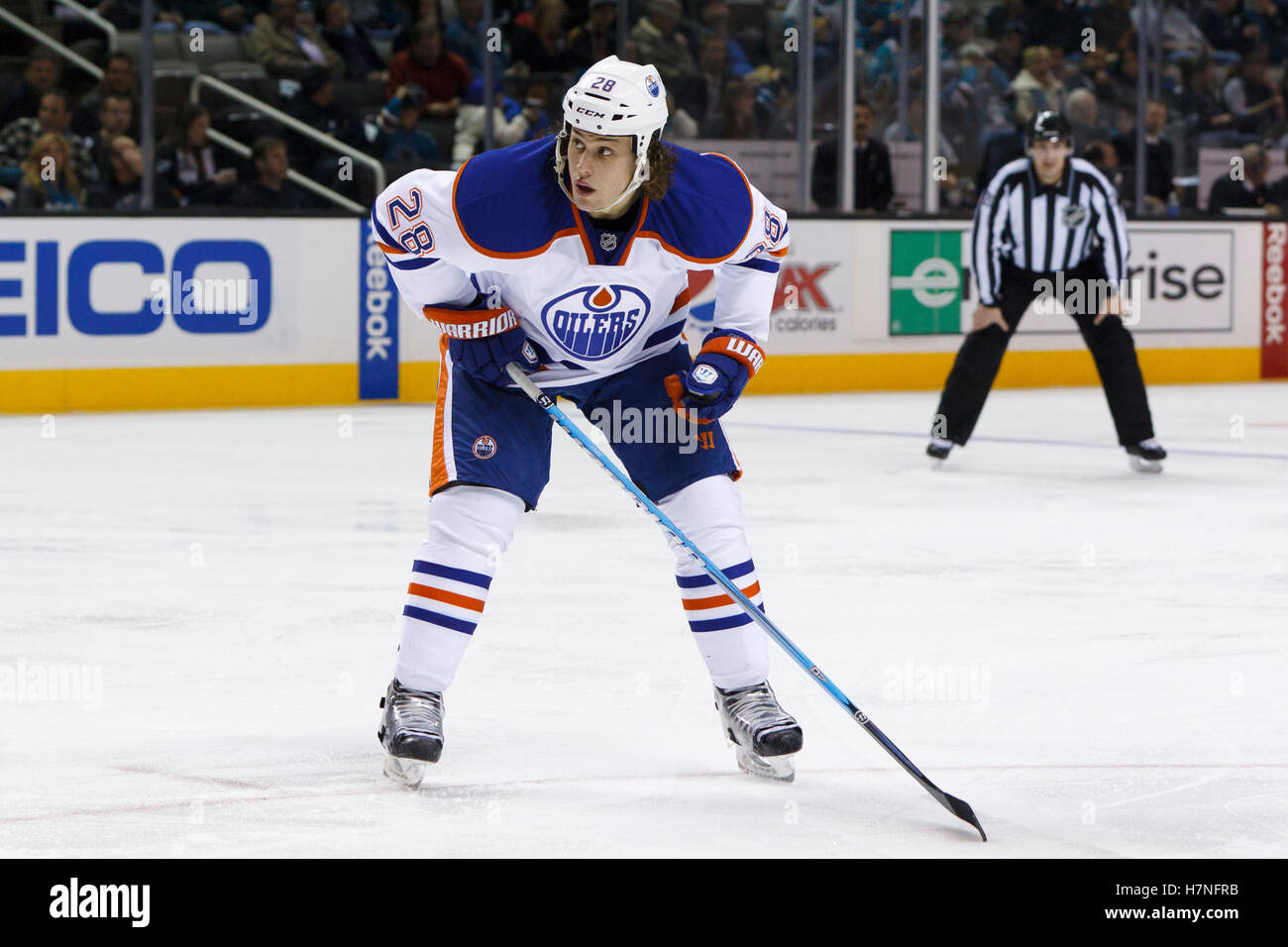 Dec 17, 2011; San Jose, CA, USA; Edmonton Oilers right wing Ryan Jones ...