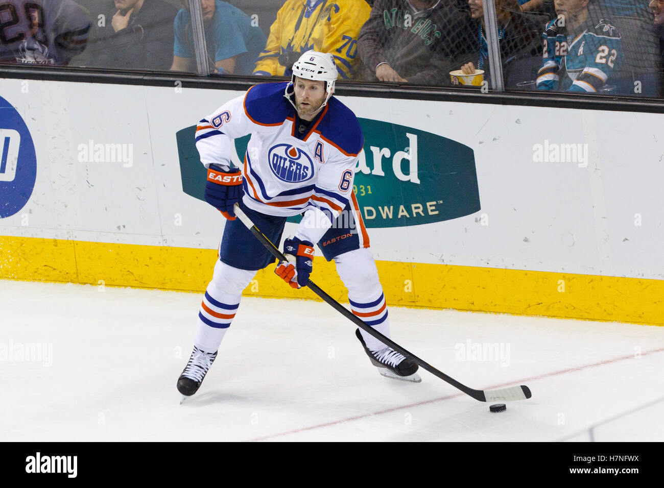 Dec 17, 2011; San Jose, CA, USA; Edmonton Oilers defenseman Ryan ...