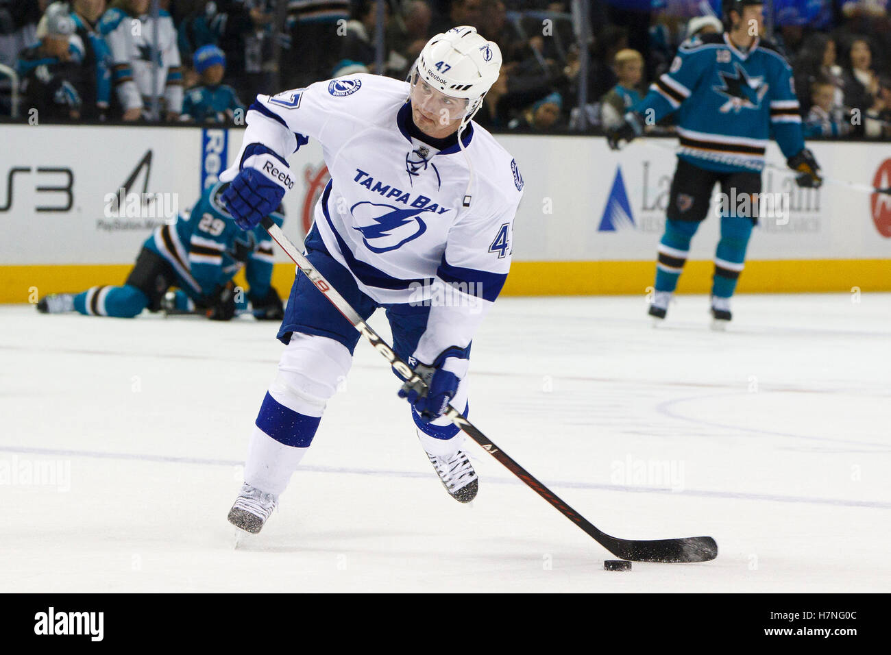 Dec 21, 2011; San Jose, CA, USA; Tampa Bay Lightning defenseman Marc ...