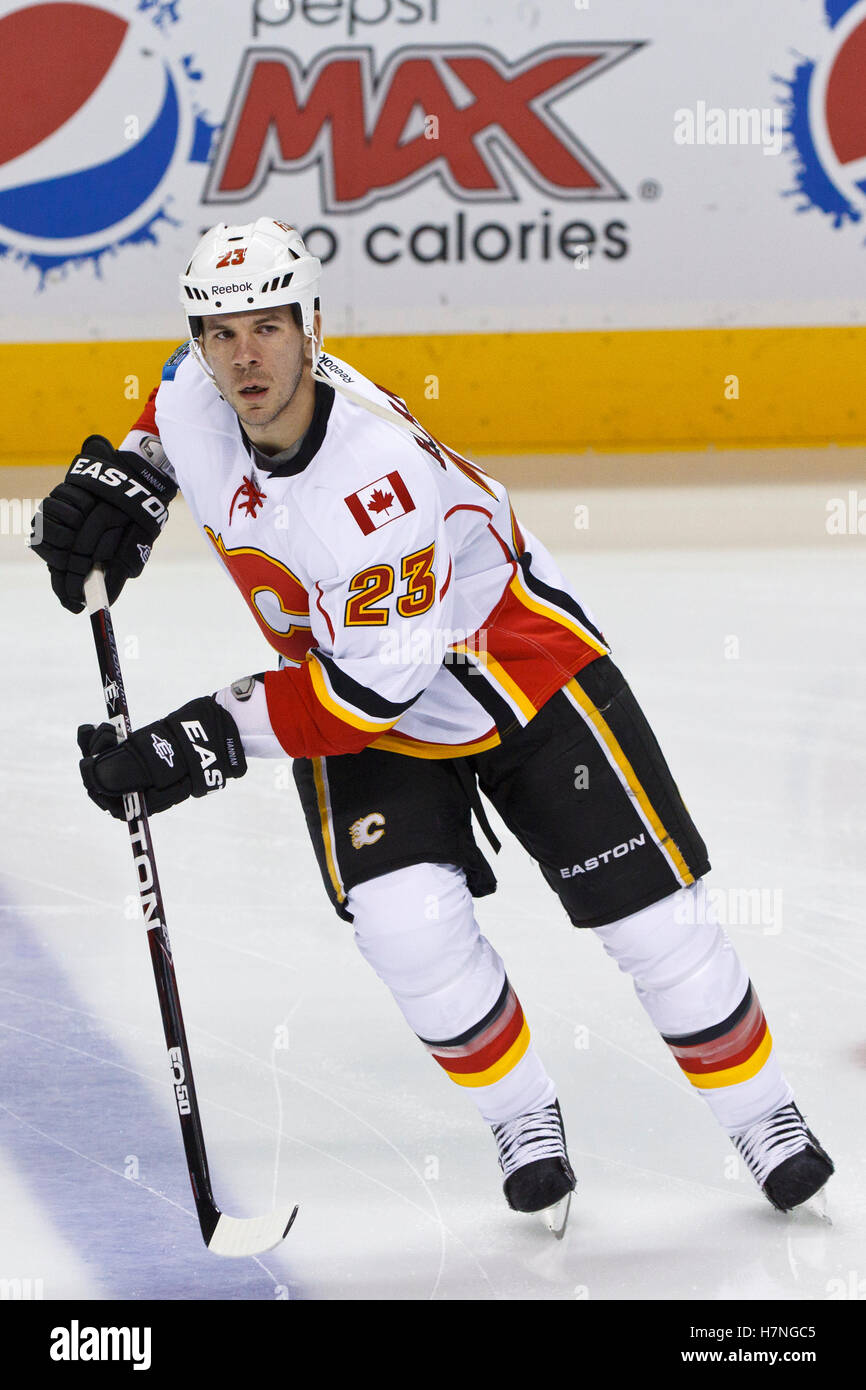 Jan 17, 2012; San Jose, CA, USA; Calgary Flames defenseman Scott Hannan ...
