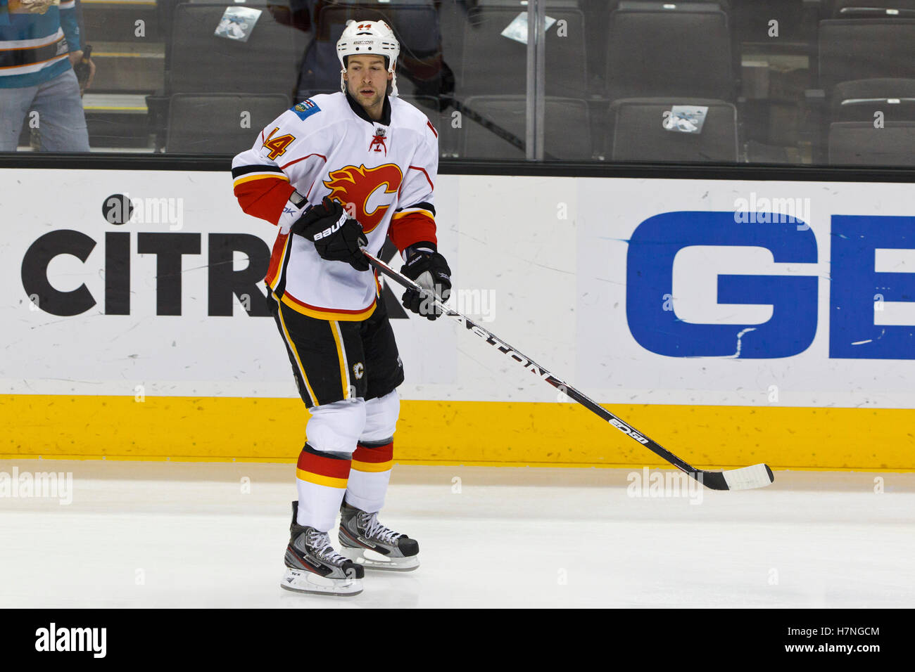 Jan 17, 2012; San Jose, CA, USA; Calgary Flames defenseman Chris Butler ...