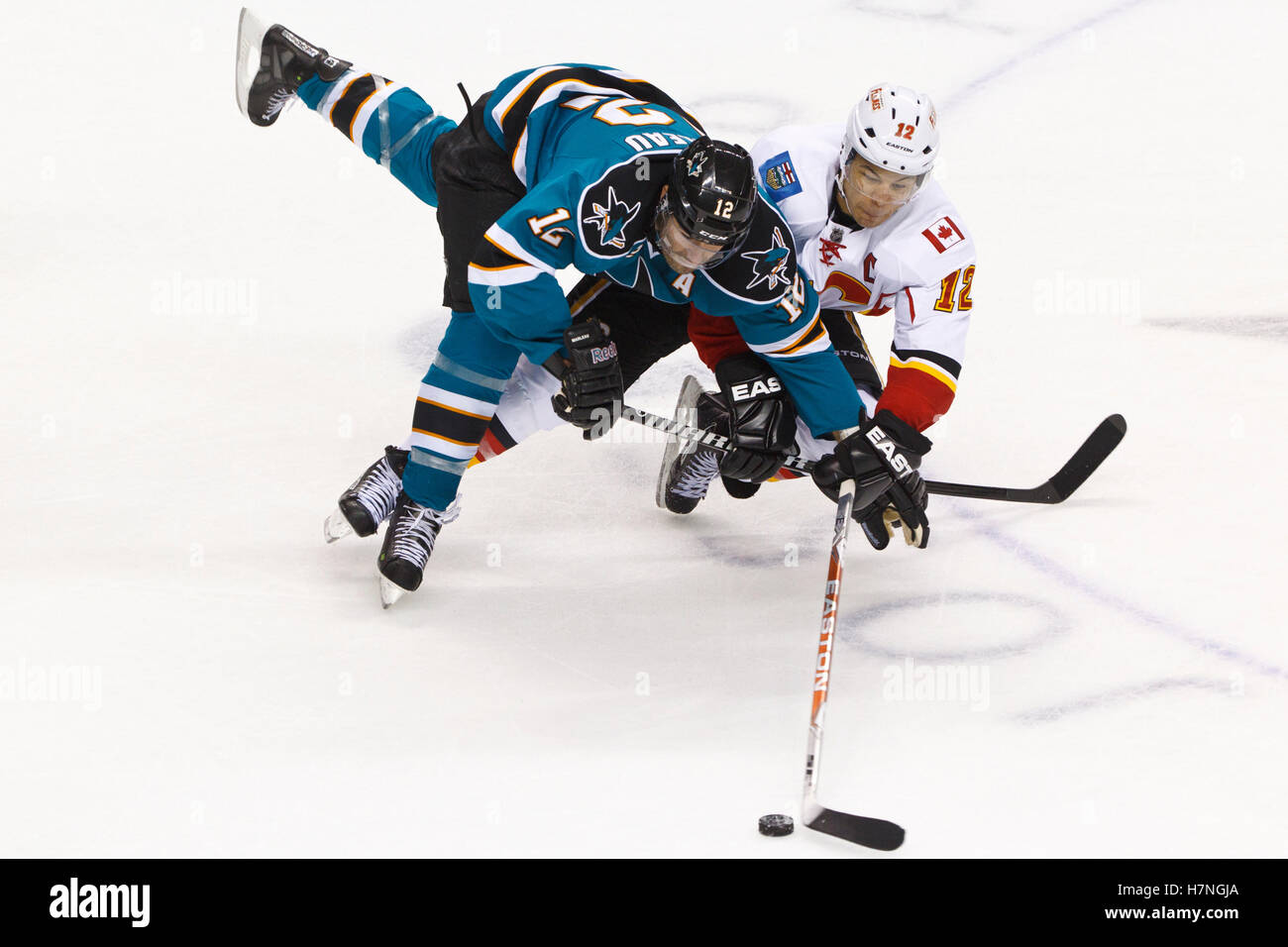 Jan 17, 2012; San Jose, CA, USA; San Jose Sharks left wing Patrick ...