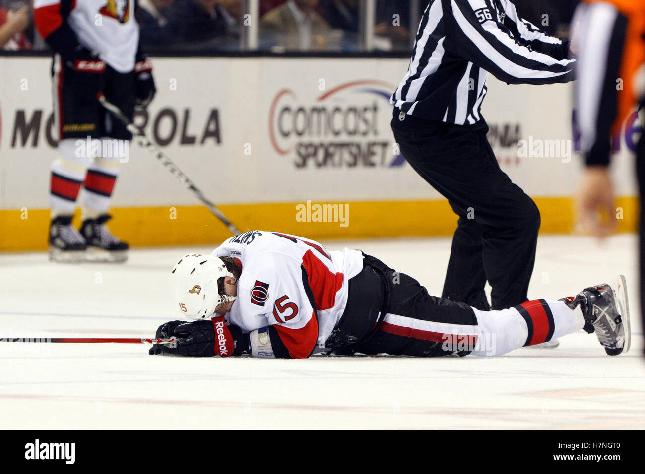 Jan 19, 2012; San Jose, CA, USA; Ottawa Senators left wing Zack Smith ...