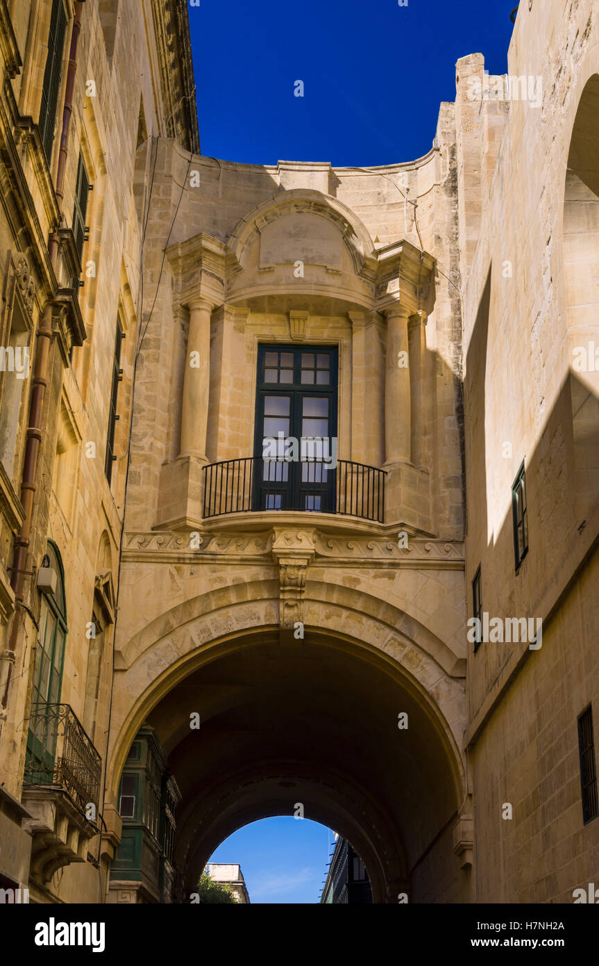 Valletta, walled capital city port of Malta. Detail of architecture ...