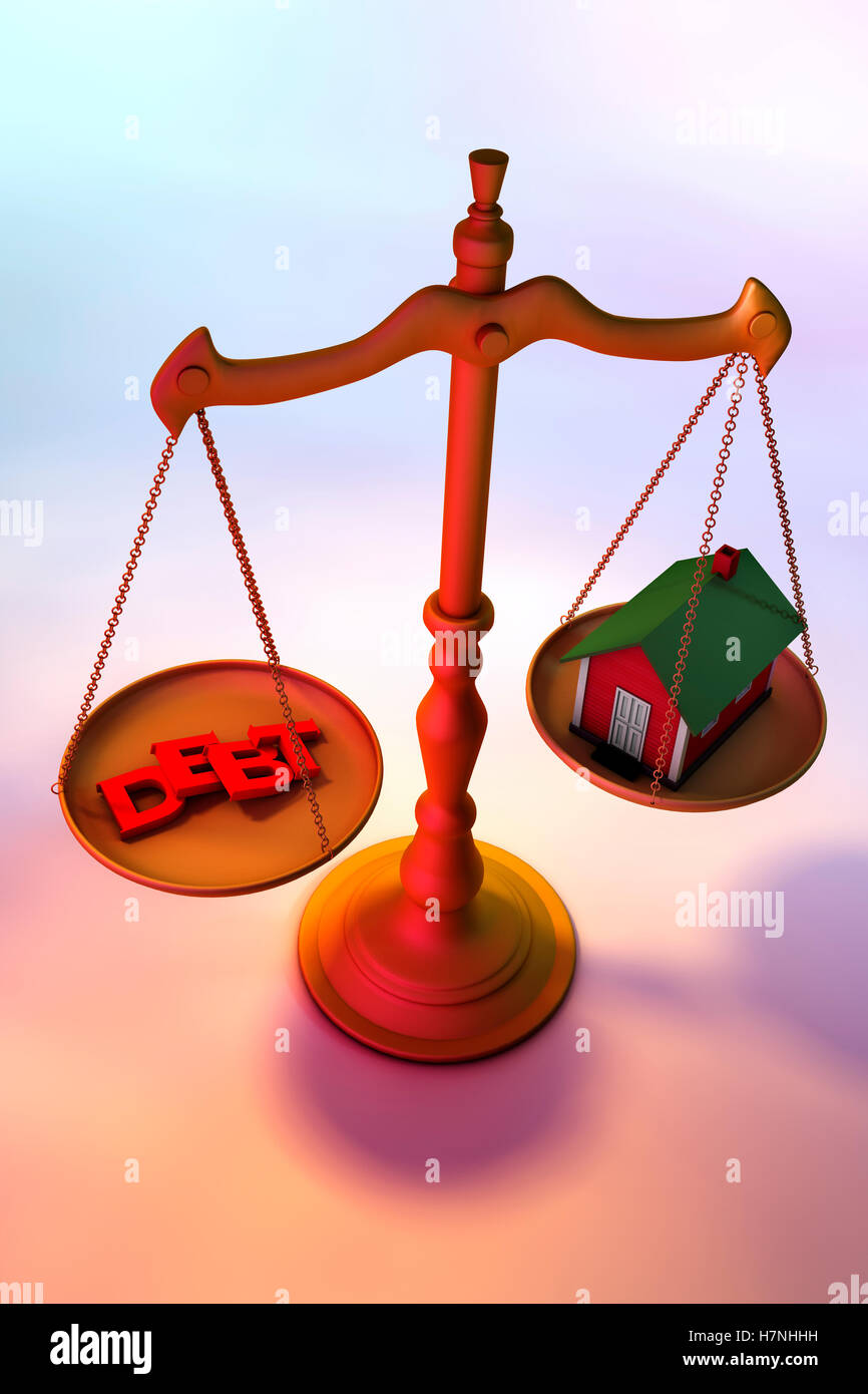 money and debt scale Stock Photo - Alamy