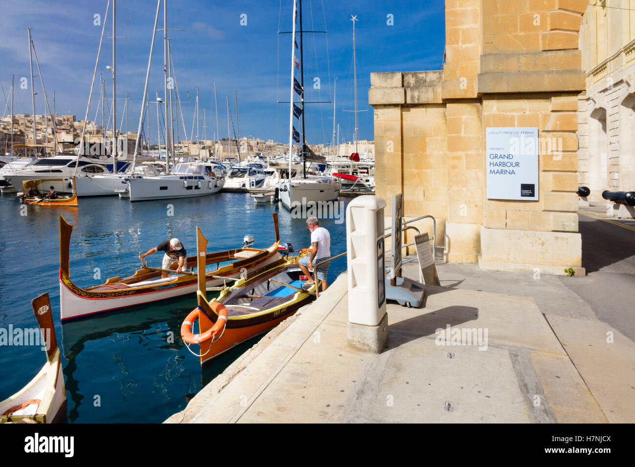 Malta- the Grand Harbour, Valletta. Ferry boarding and small boat trips ...