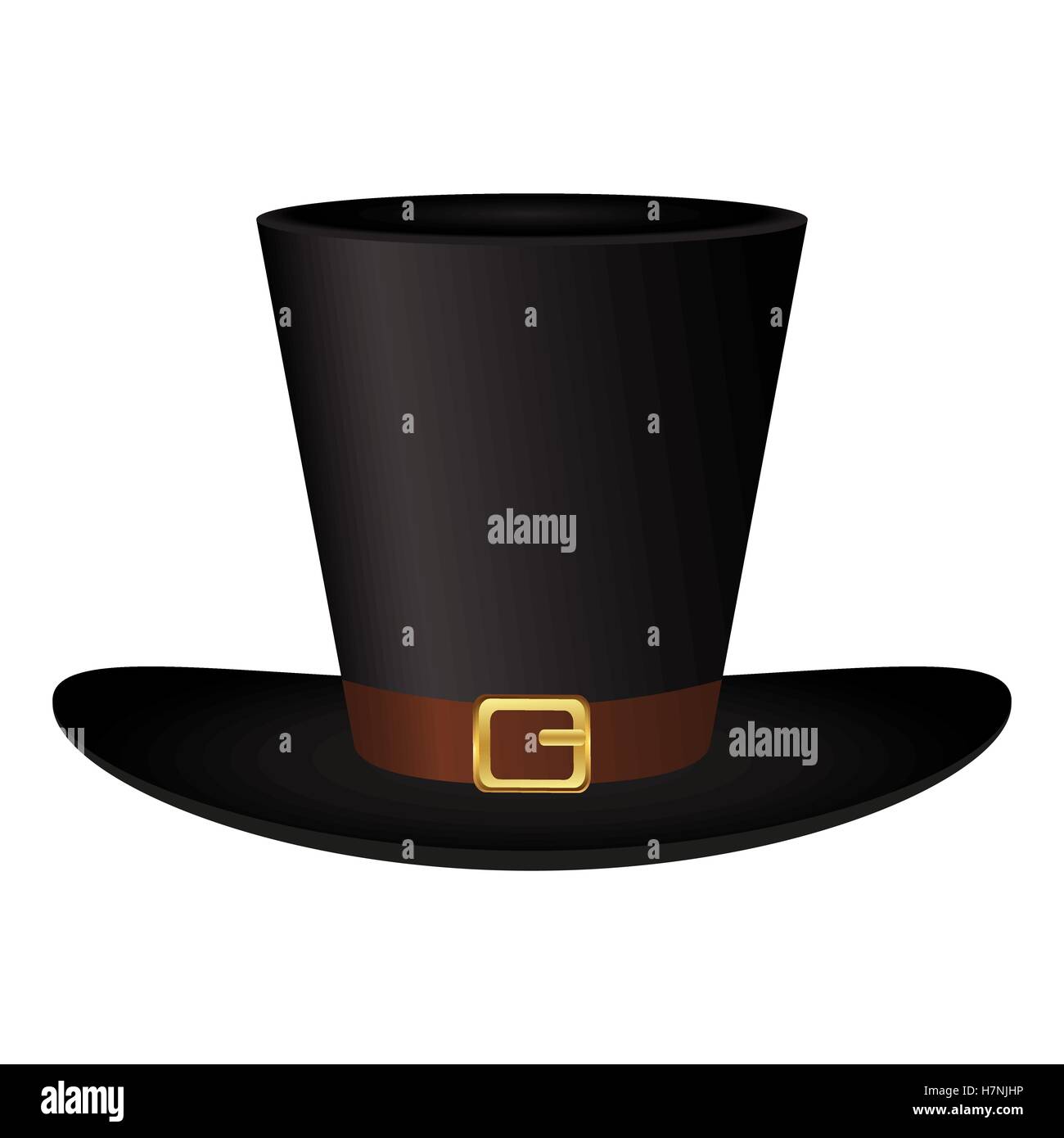 Black hat with a gold buckle on white background Stock Vector Image ...