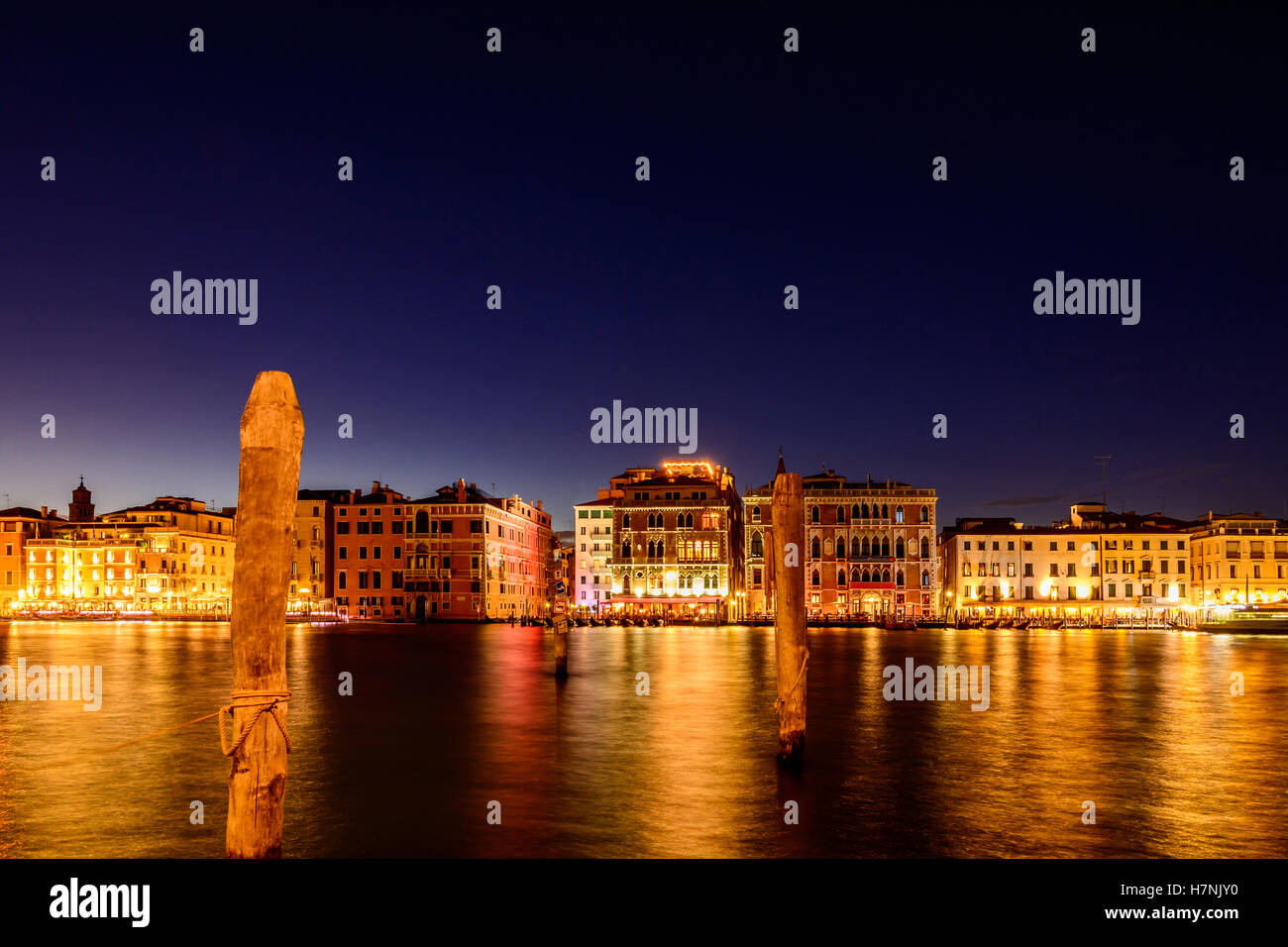 Grand canal at night in beautiful city Venice Stock Photo - Alamy