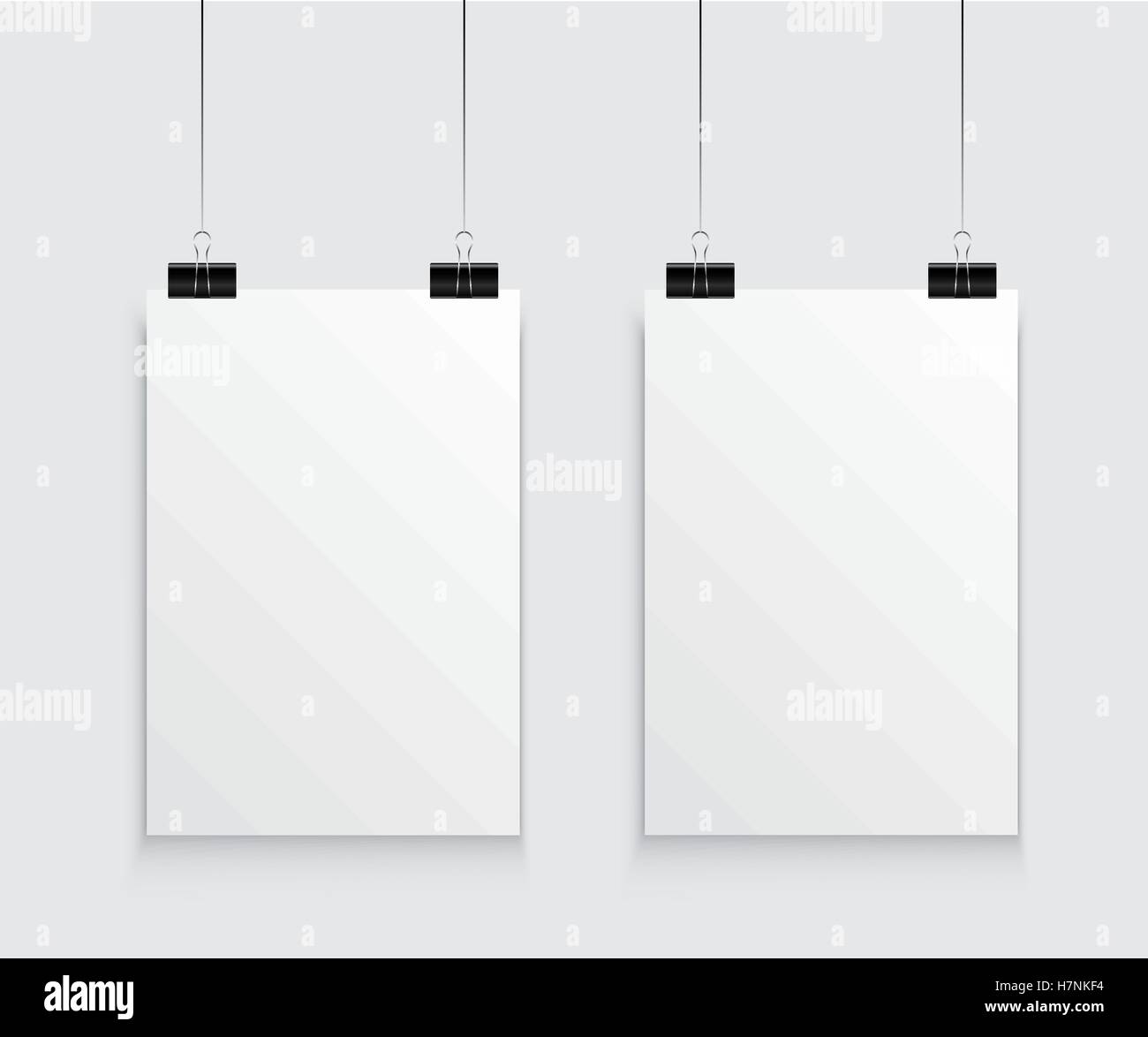 Hanging paper poster on wall poster. Vector illustration Stock Vector ...