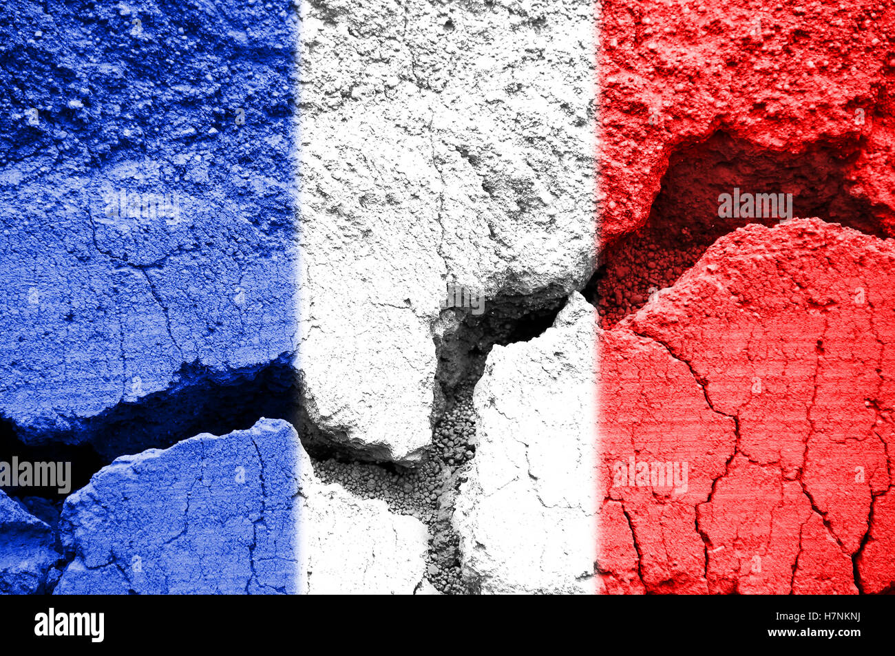 French flag on cracked texture background Stock Photo - Alamy