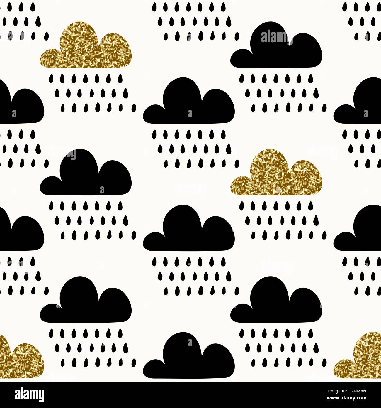 Seamless repeating pattern with textured gold glitter and black cloud ...