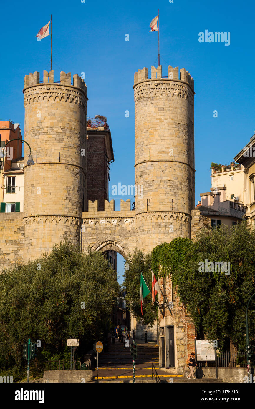 Porta Soprana, Old Town. Genoa. Mediterranean Sea. Liguria, Italy ...