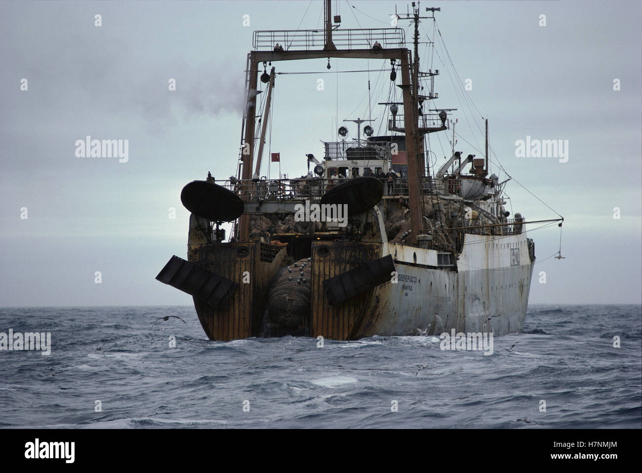 Russian ship harvesting Krill (Euphausia superba), Arctic Stock Photo ...