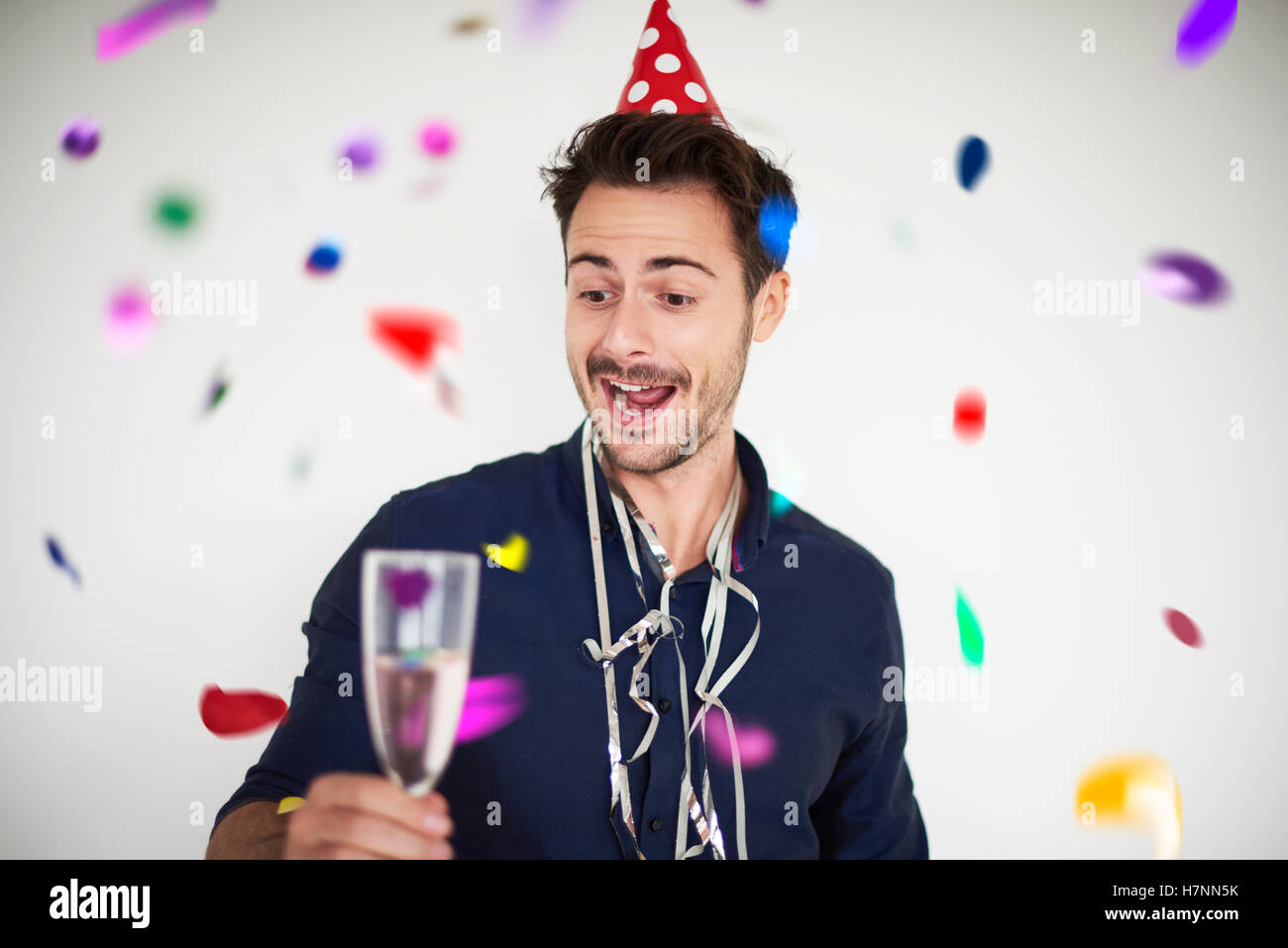 Man having a reason to celebrate Stock Photo - Alamy