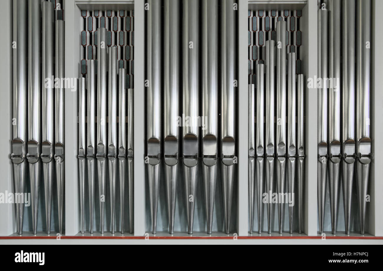Five rows of pipes of a church organ Stock Photo - Alamy