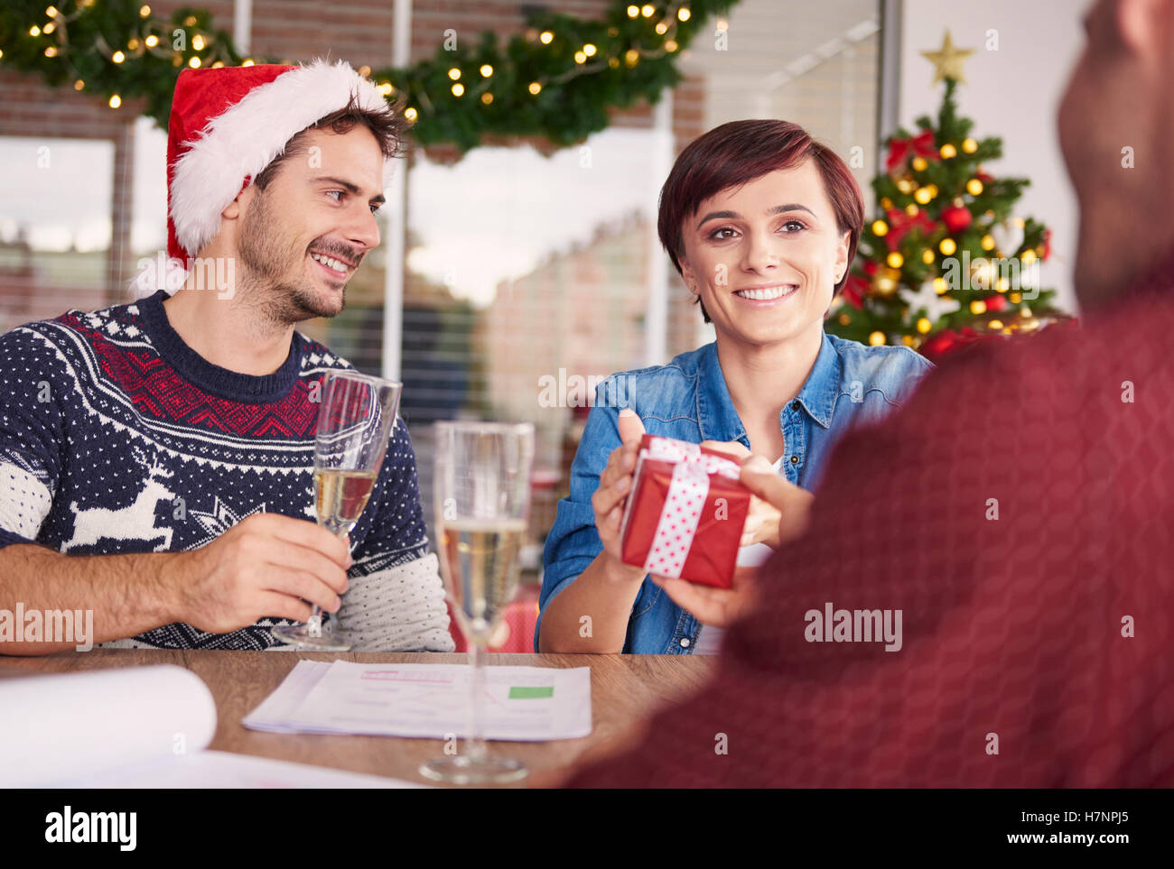 Christmas cheers at work place Stock Photo - Alamy