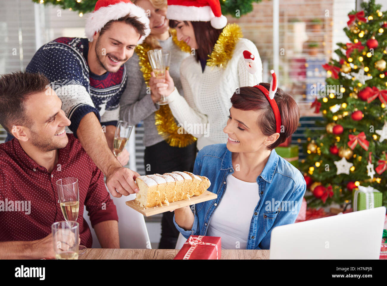Can we try delicious Christmas cake Stock Photo - Alamy