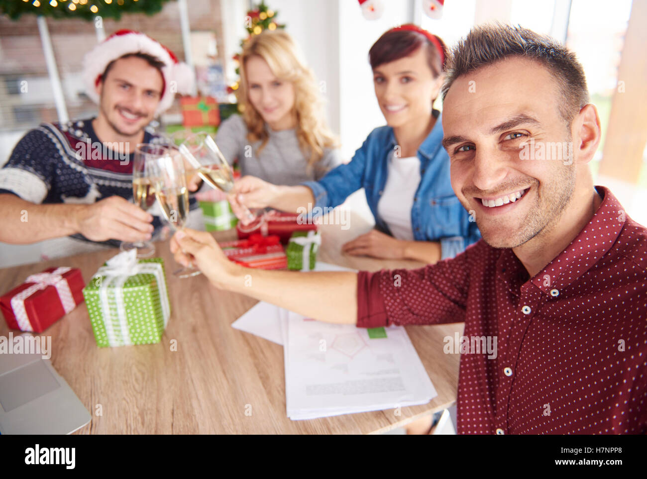 All staff members having a good time Stock Photo - Alamy
