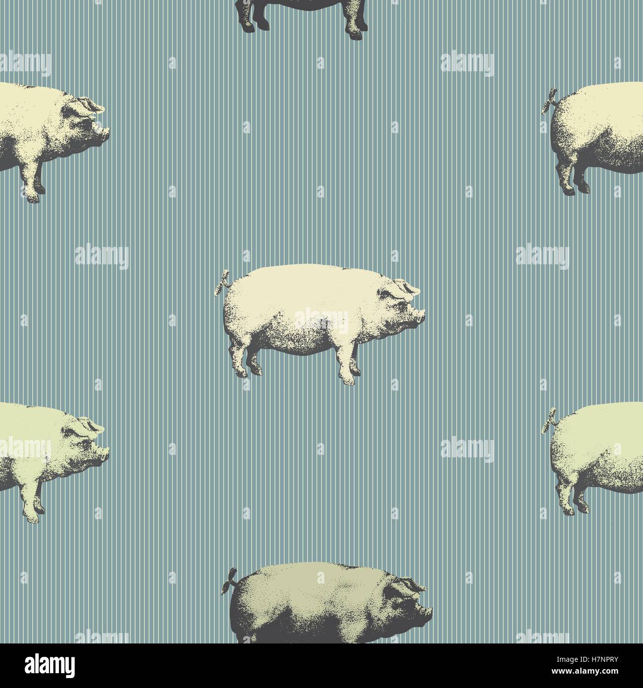 Seamless vector pattern wits pigs, hand drawn illustration Stock Vector ...