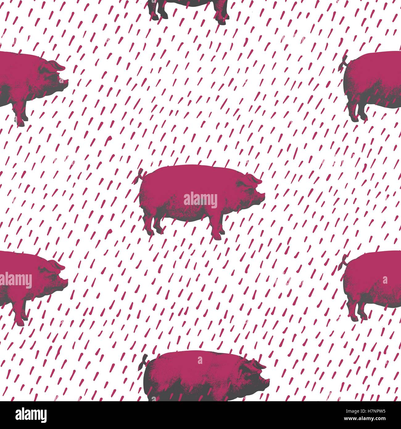 Seamless vector pattern wits pigs, hand drawn illustration Stock Vector ...