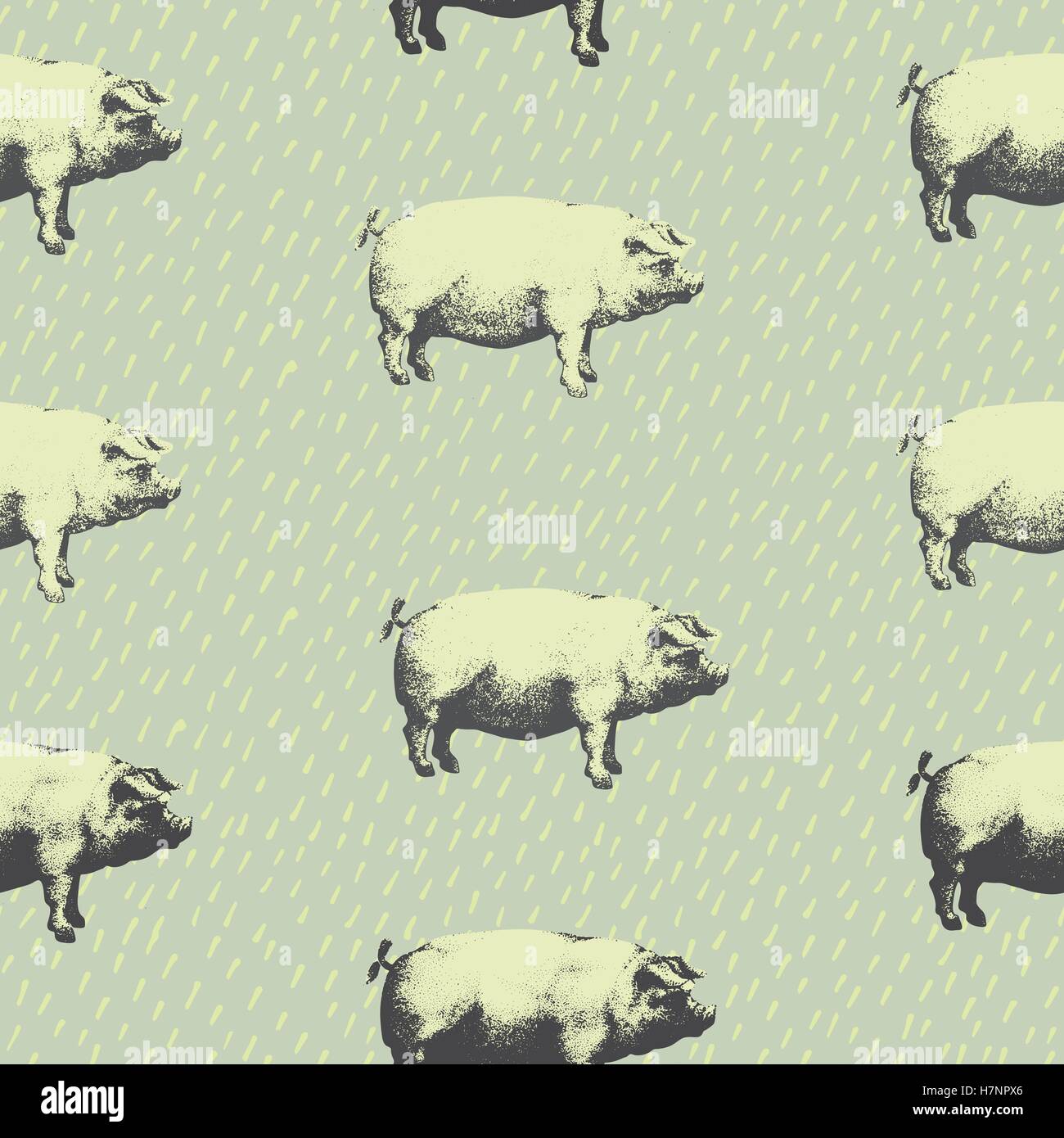 Seamless vector pattern wits pigs, hand drawn illustration Stock Vector ...