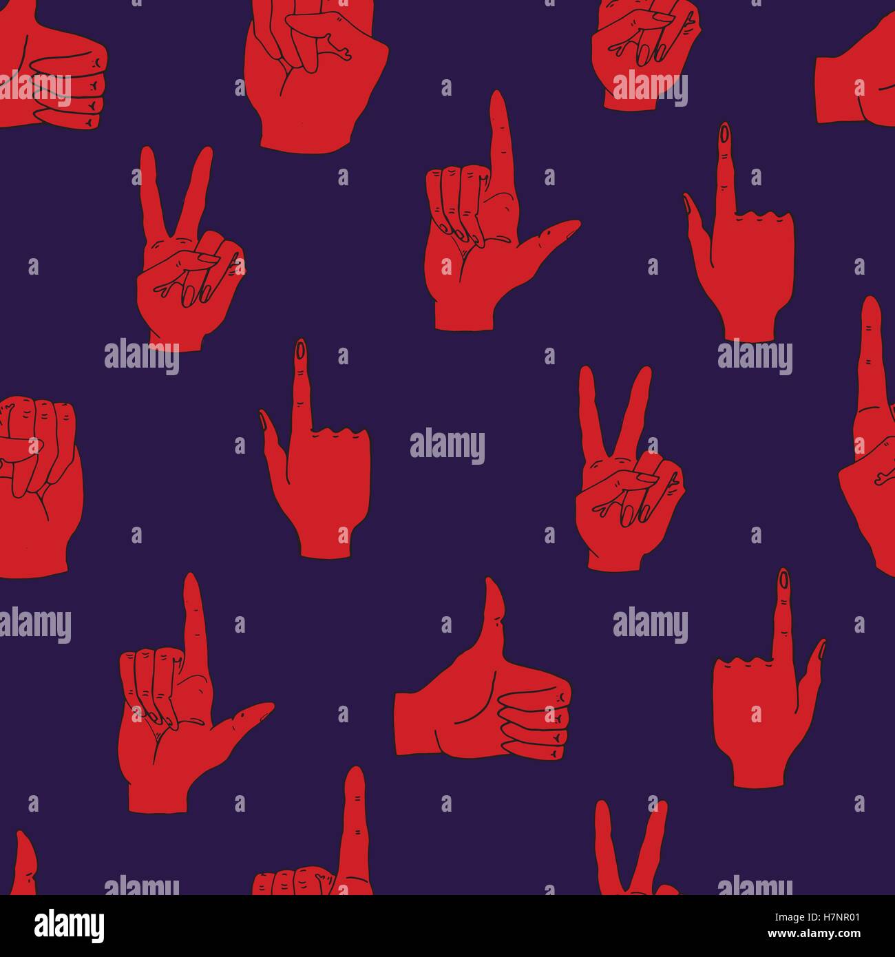 Seamless pattern with various hands gestures, showing direction Stock ...