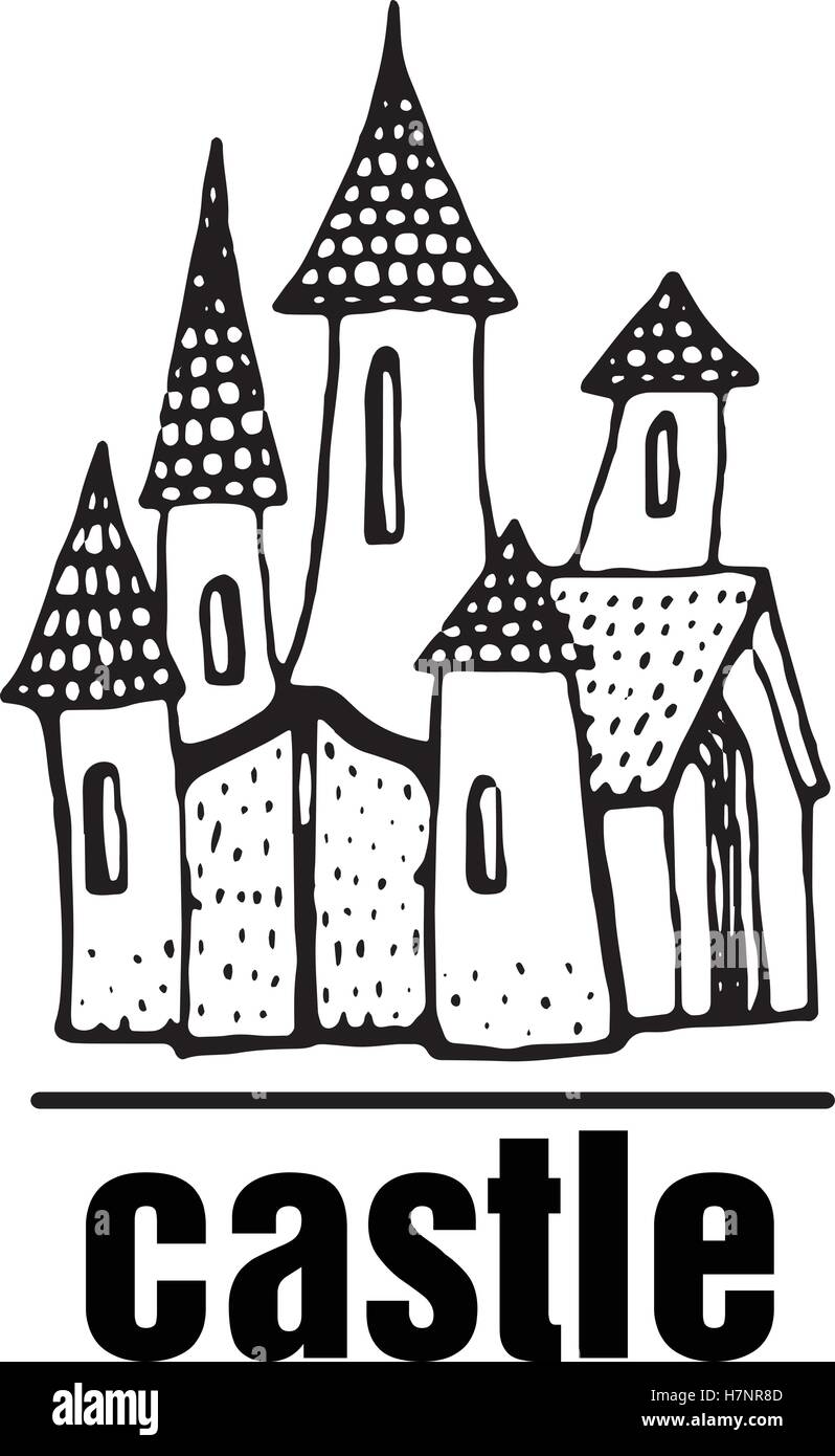 Abstract castle vector logo template. Tower sign. Castle logo. Hand ...